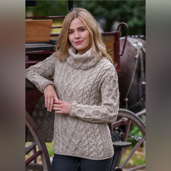 Aran Crafts | Sweaters | Aran Crafts Wool Turtleneck Cable Knit Sweater ...